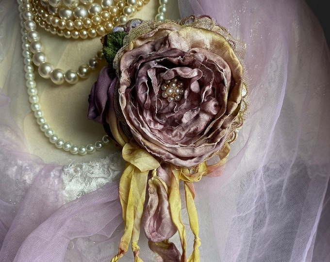 Silk Flower Pin, Floral Posy Brooch, Handmade Silk Flowers, Ribbon Work ...