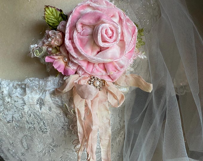 Hand Made Rose Pin, Velvet Rose. Hand Dyed Velvet, Floral Corsage, Hand ...