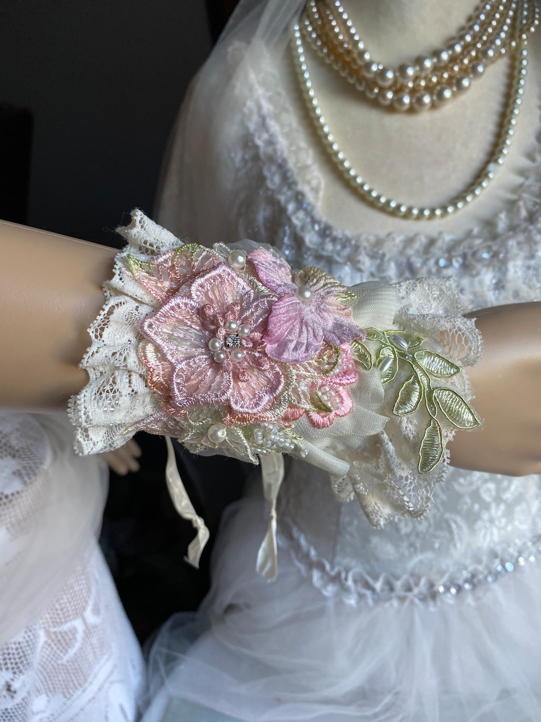 Victorian Lace Cuff, Brocante Cuff, Romantic, Wearable Art, Gypsy Cuff ...