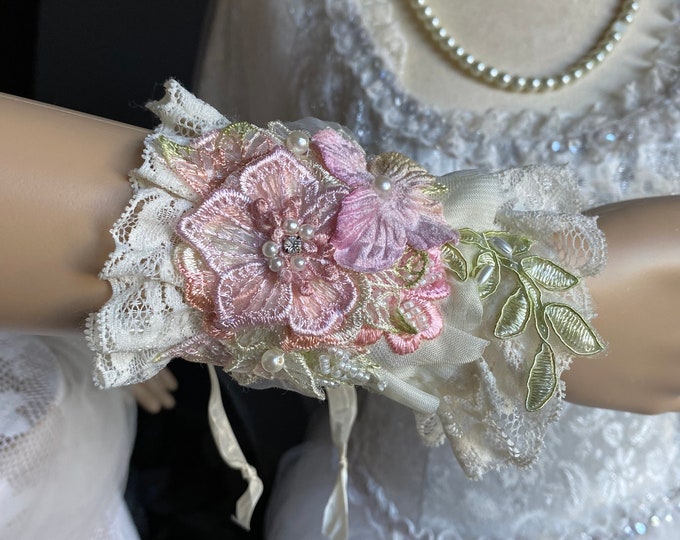 Victorian Lace Cuff, Brocante Cuff, Romantic, Wearable Art, Gypsy Cuff ...