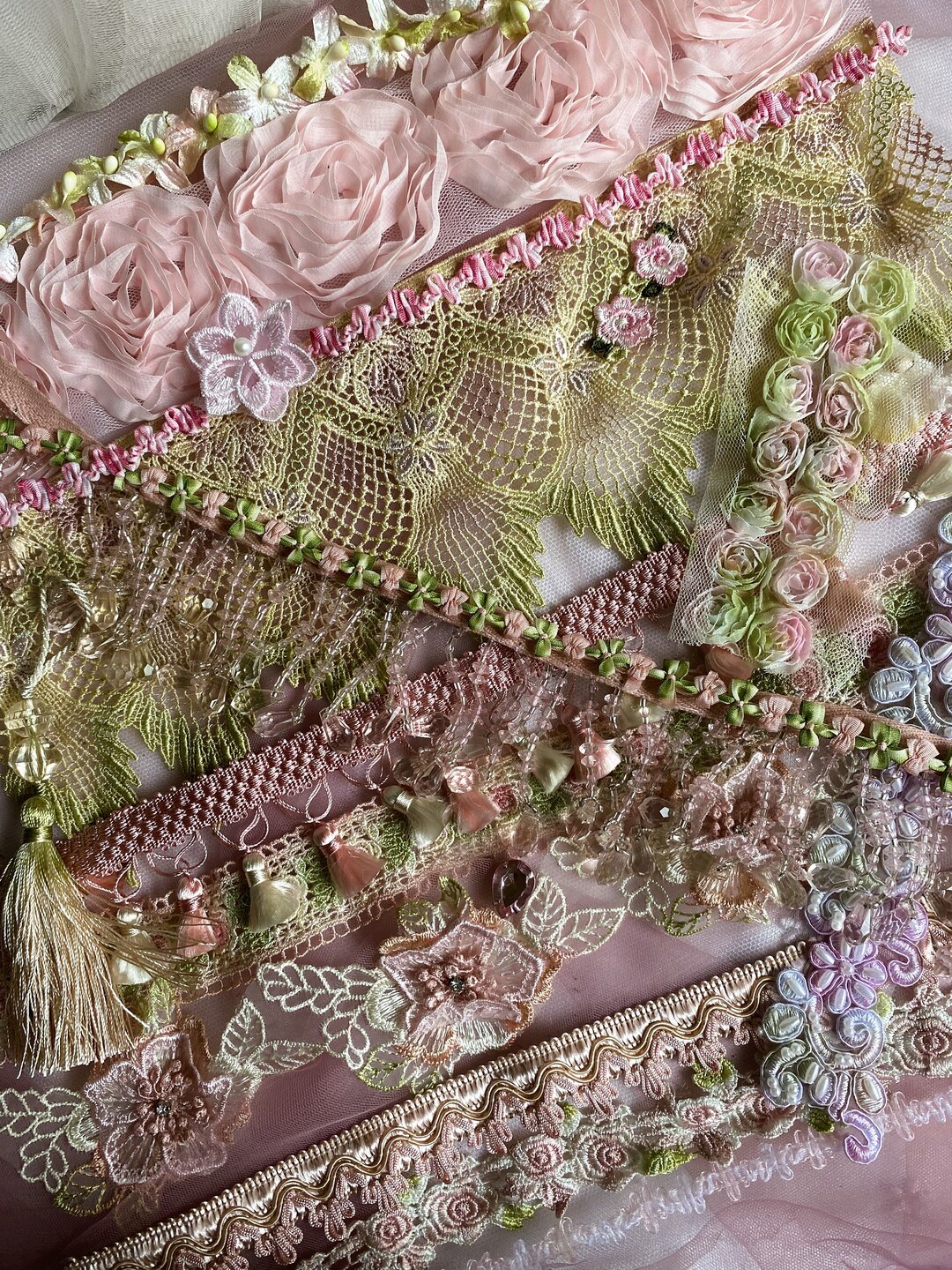 Over 2 Yards of Embellishments, Junk Journal Kit, Embellishments Kit ...