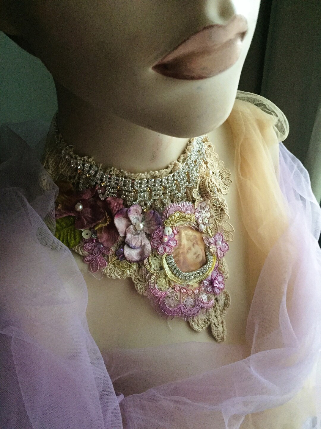 Ethereal Necklace Art to Wear Embroidered Necklace Gift for - Etsy