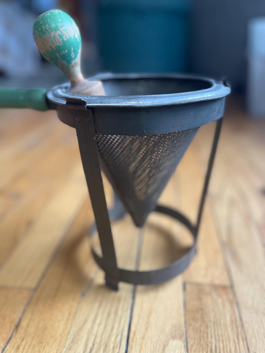 Vintage Chinois Strainer With Stand & Wooden Pestle | Rustic Kitchen ...