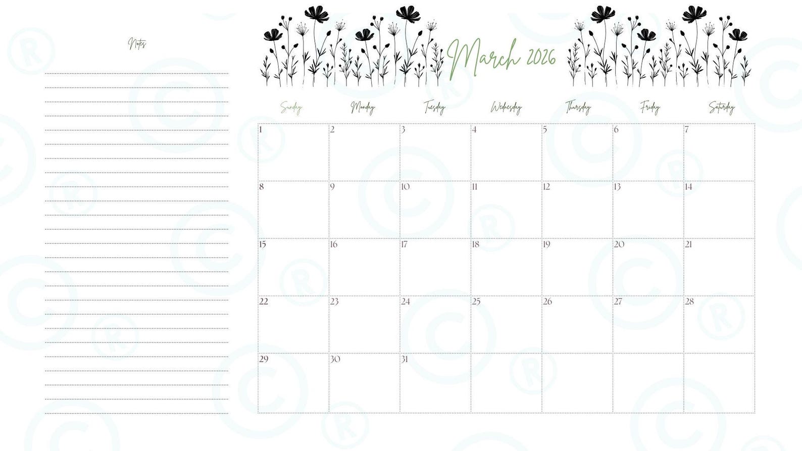 2025–2026 Printable Calendar – Black & White Minimalist Wall Planner ...