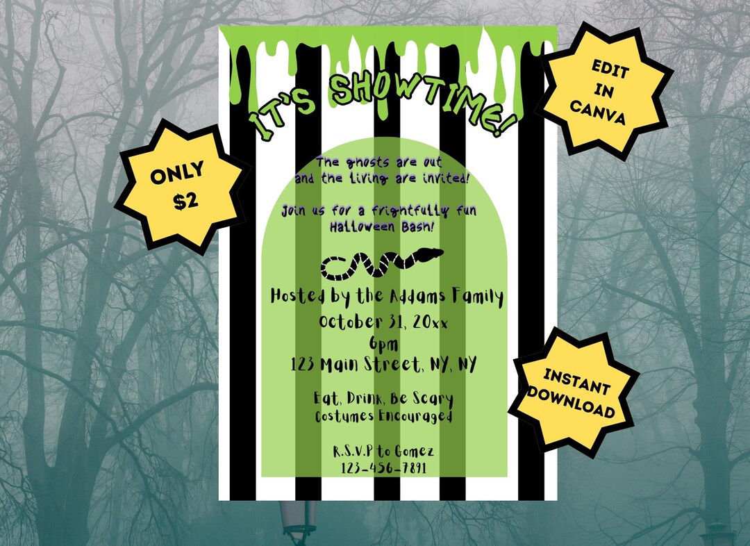 Beetlejuice Halloween Party Invitation | It’s Showtime Invite | Spooky ...
