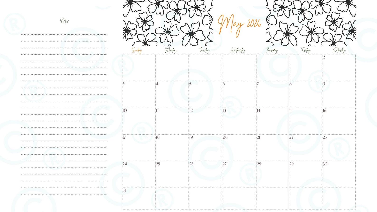 2025–2026 Printable Calendar – Black & White Minimalist Wall Planner ...
