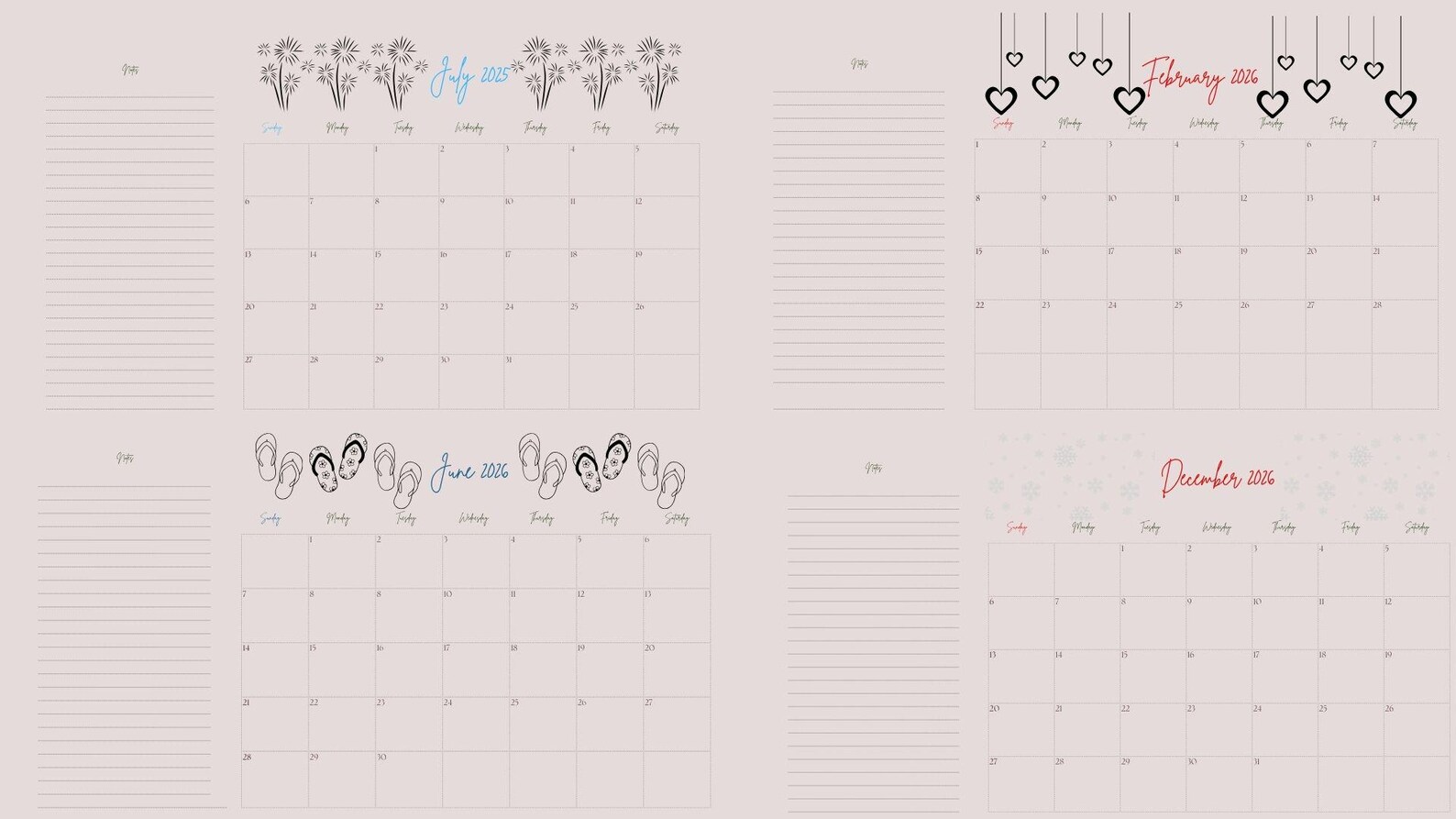 2025–2026 Printable Calendar – Black & White Minimalist Wall Planner ...