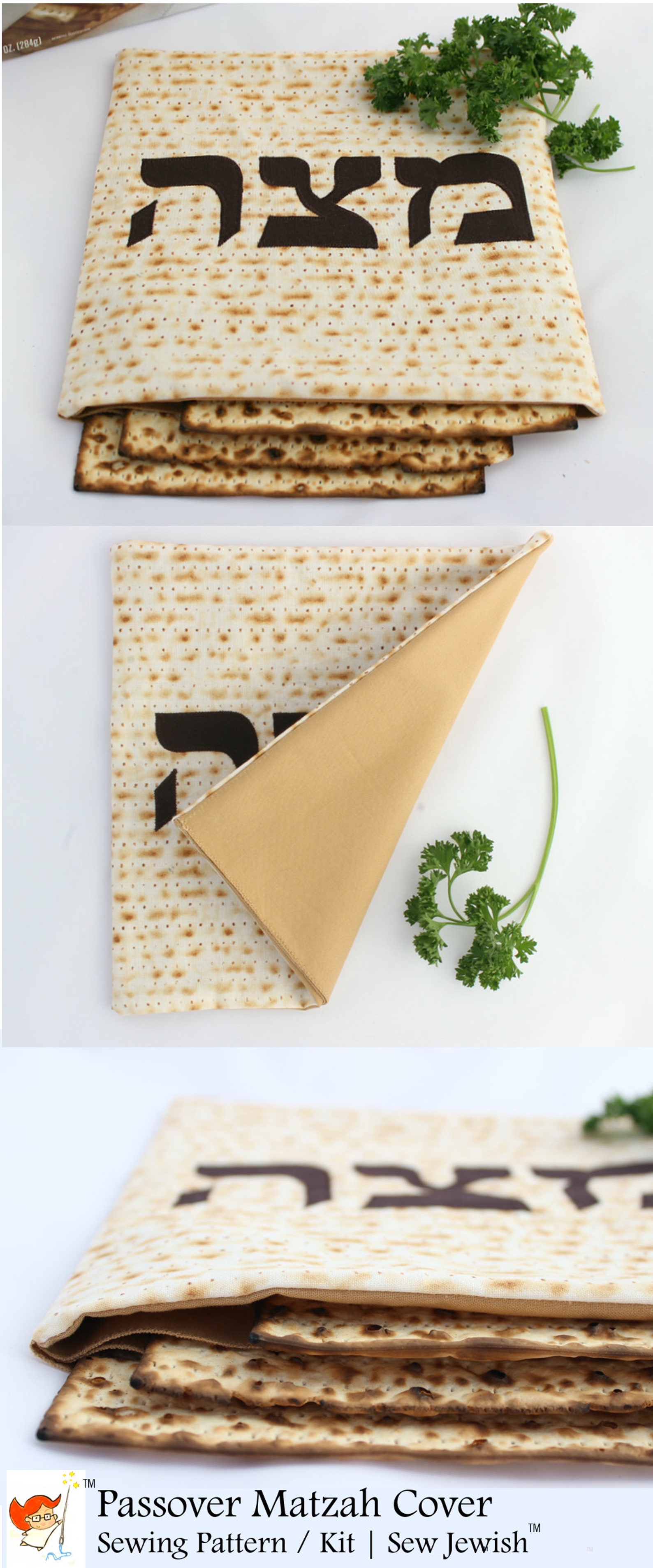 Matzah Cover Sewing Pattern, Passover Sewing Pattern, Jewish Sewing ...