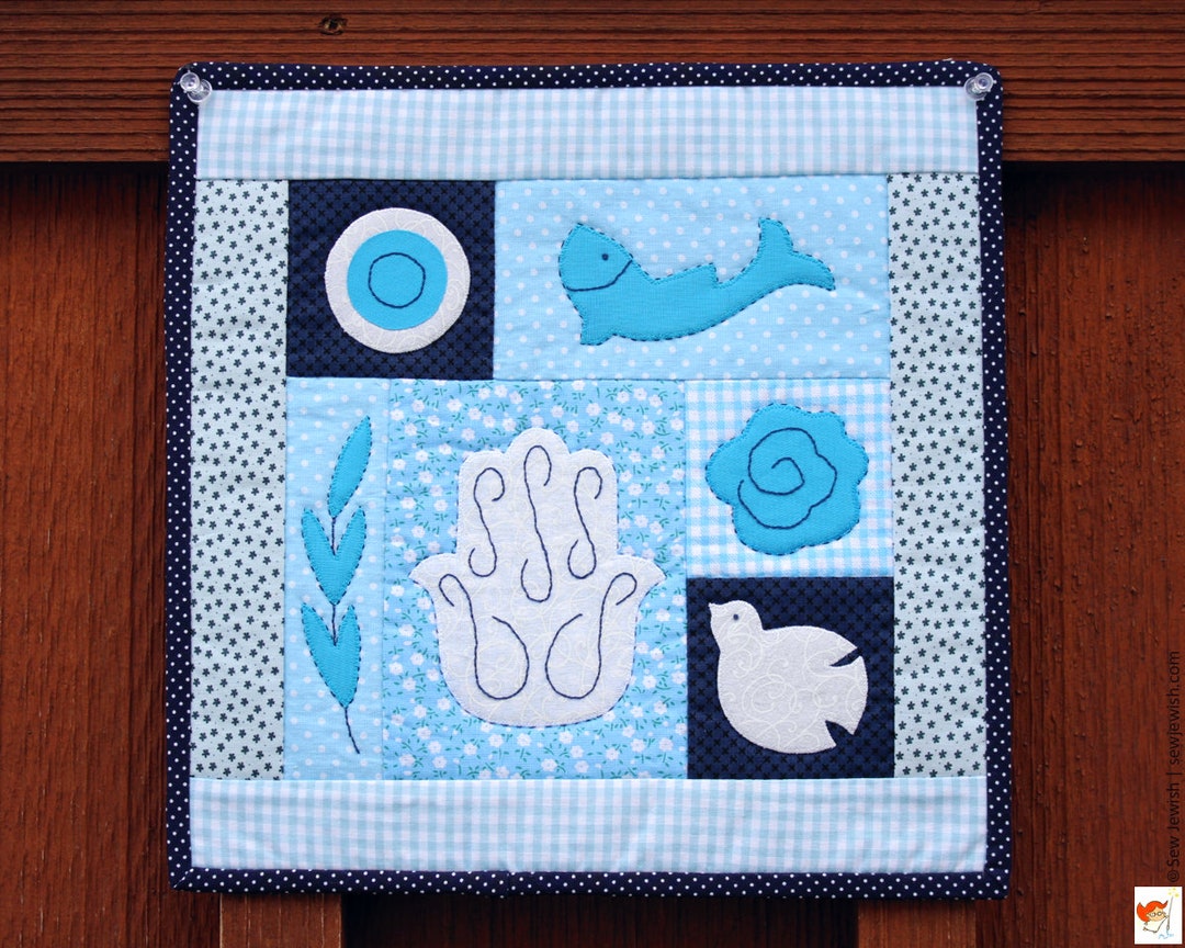 Mini Quilt Pattern, Traditional Symbols for Peaceful Home, Protection ...
