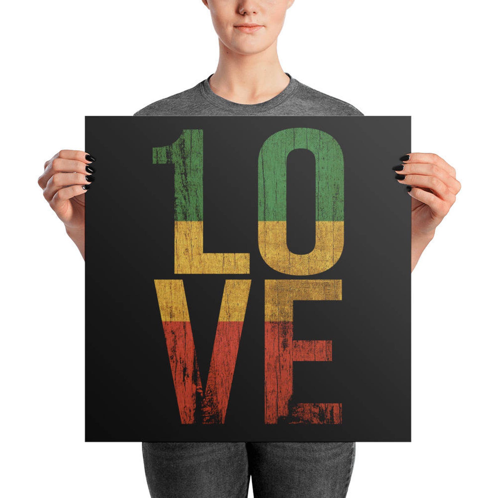 1 Love Reggae Music Inspired Photo Paper Poster One Love Rasta Colors ...