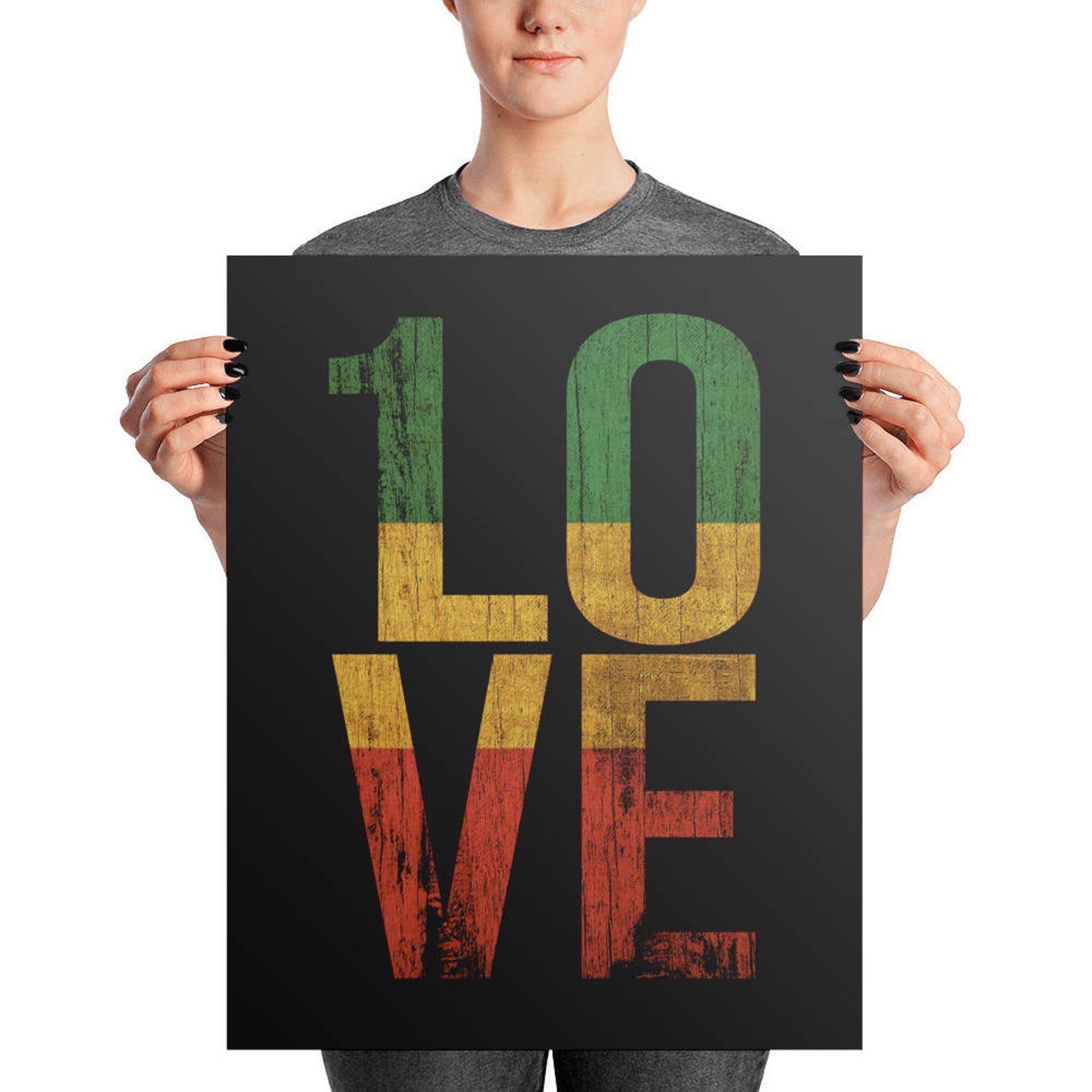 1 Love Reggae Music Inspired Photo Paper Poster One Love Rasta Colors ...