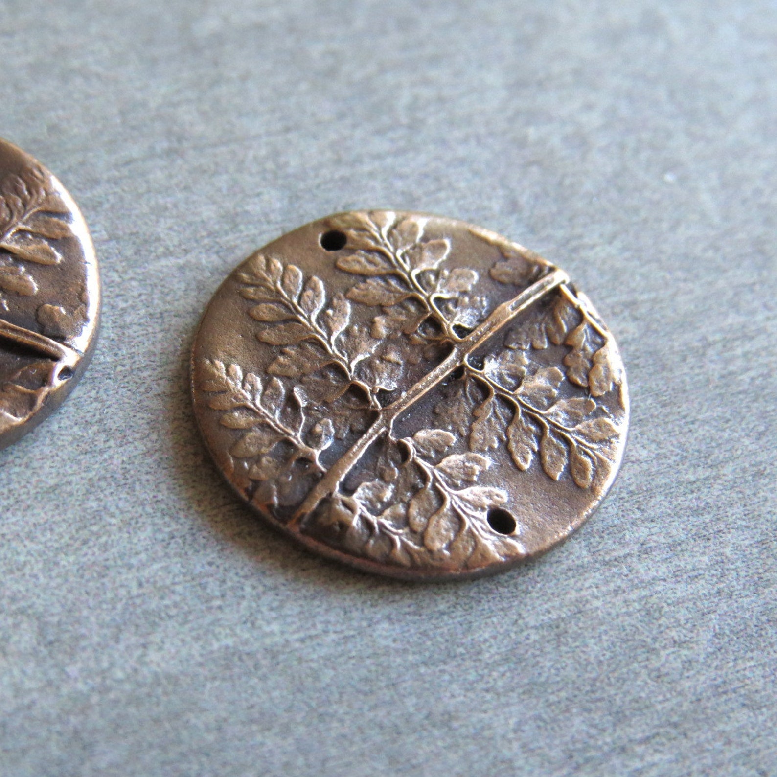 Fern Leaf Woodland Jewelry Links, Artisan Findings, Organic Patina ...