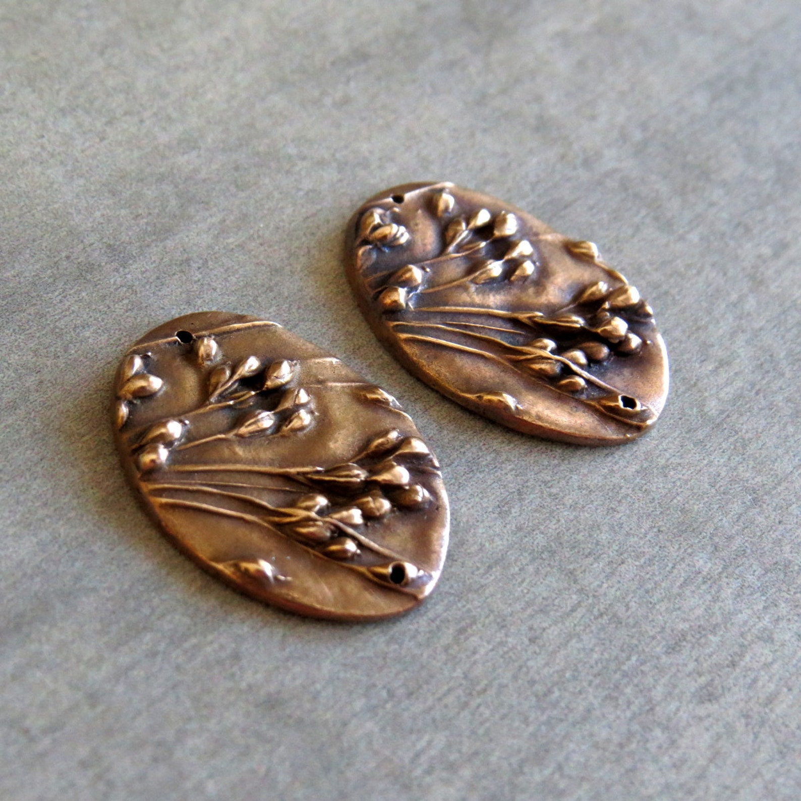 Floral Jewelry Links, Metal Casting, Artisan Findings, Rustic Charms ...