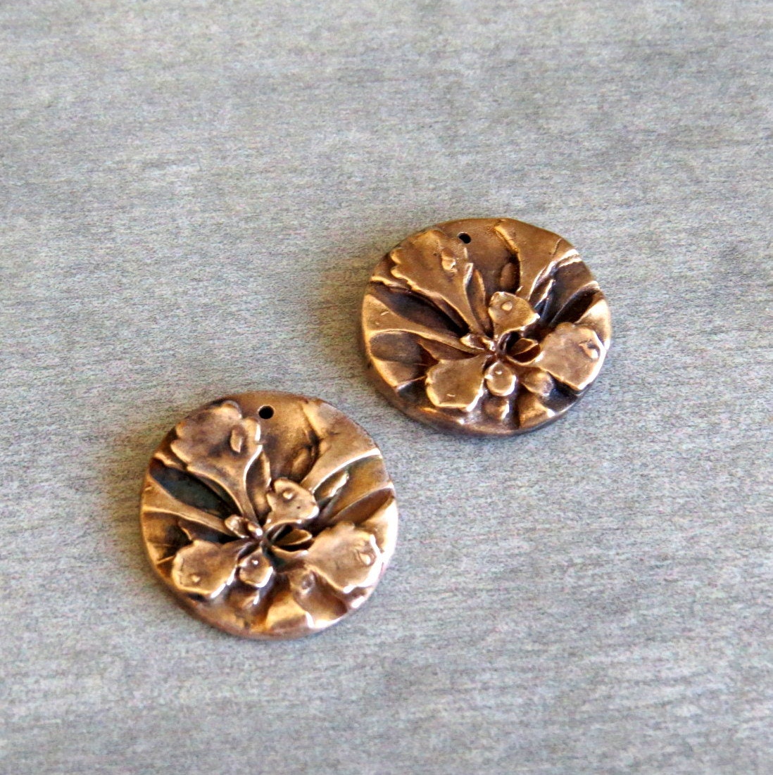 Floral Jewelry Links, Artisan Findings, Organic Patina Charms, Handmade ...