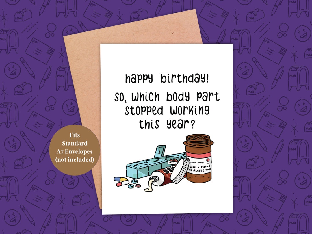 Funny Aging Humor Birthday Card Printable: Irreverent Body Part Joke ...