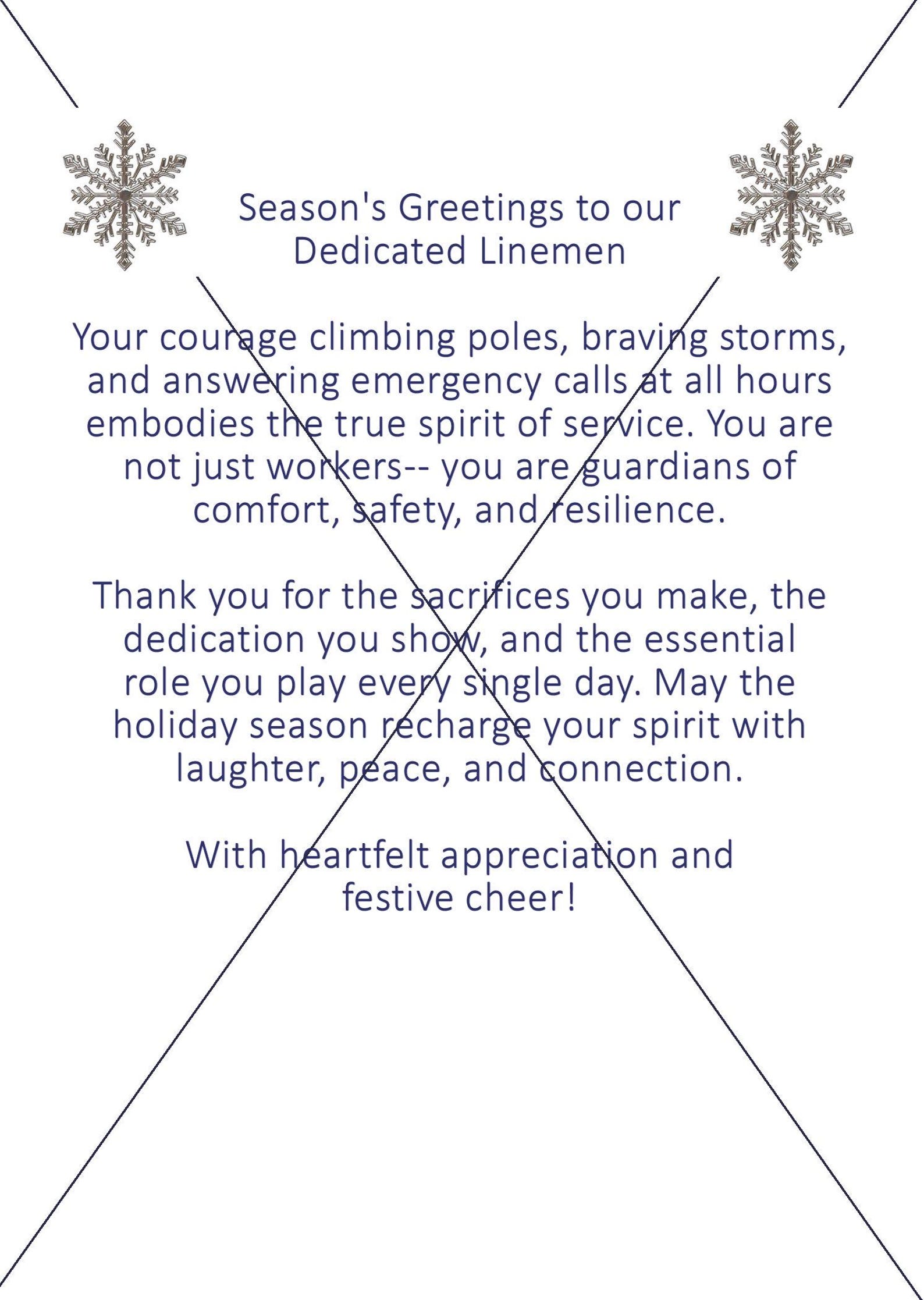 PACK OF 10: "transmission Line Cowboys" Linemen Christmas Greeting ...