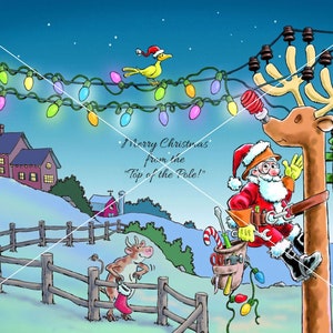 PACK OF TEN "happy Holidays From the Top of the Pole" Electric Power ...