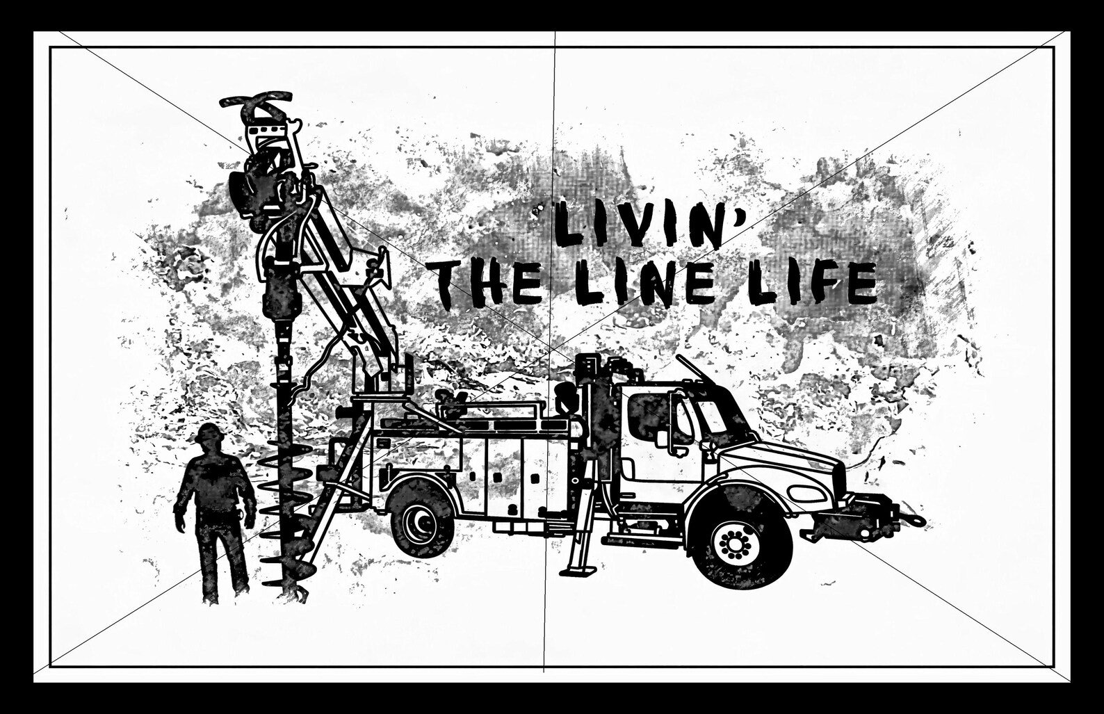 Livin' the Line Life Art - Utility Lineman Digger Auger Operator Art ...