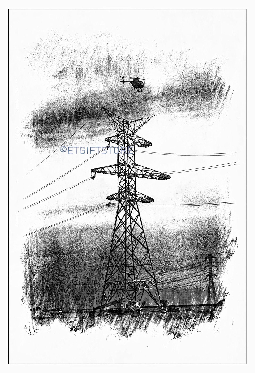 Buy One or One of Each of the Two Sizes: T & D Lineman Art Sketch ...