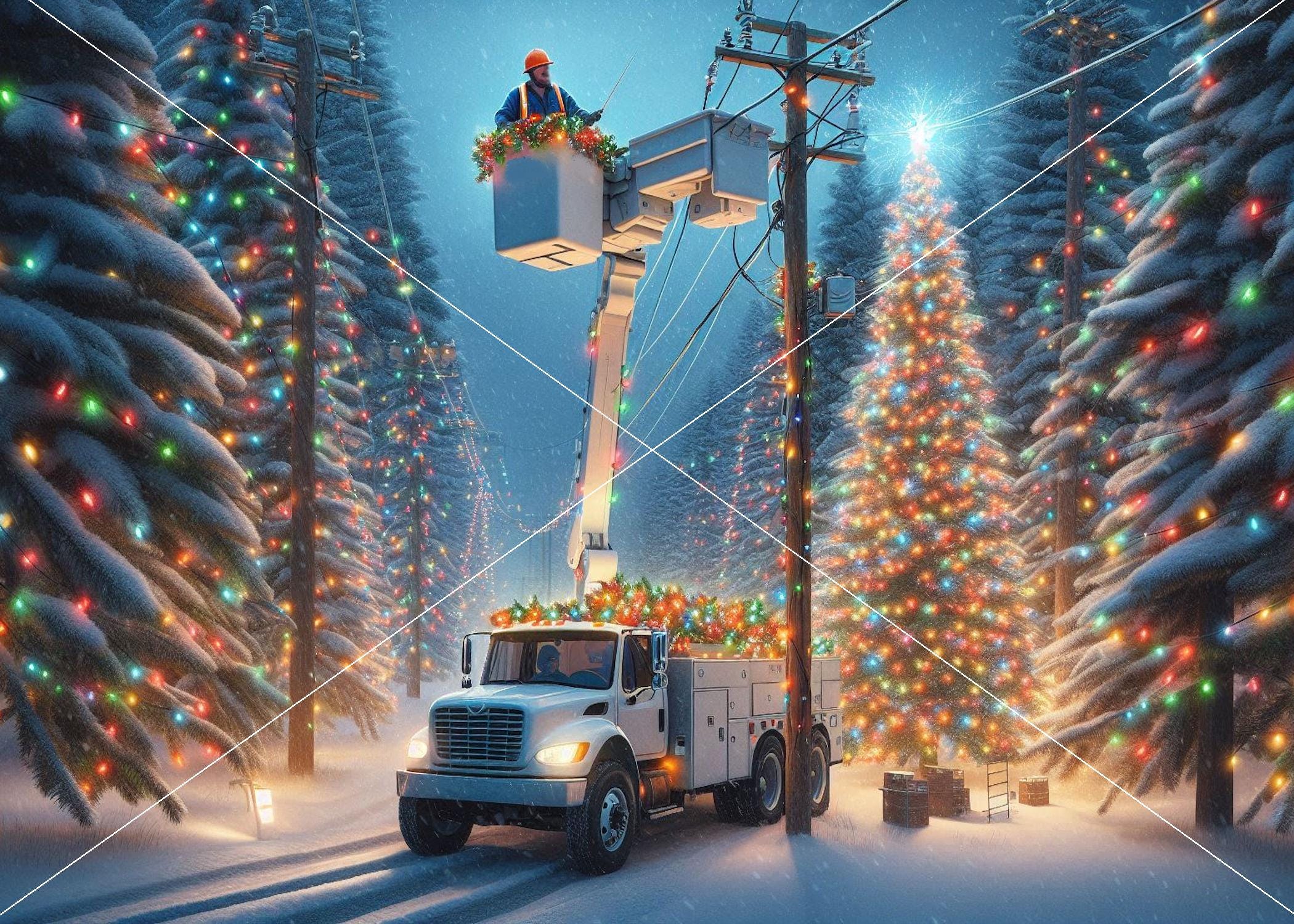 10 PACK: Personalized Linemans Wonderland #2 Holiday Christmas Greeting ...