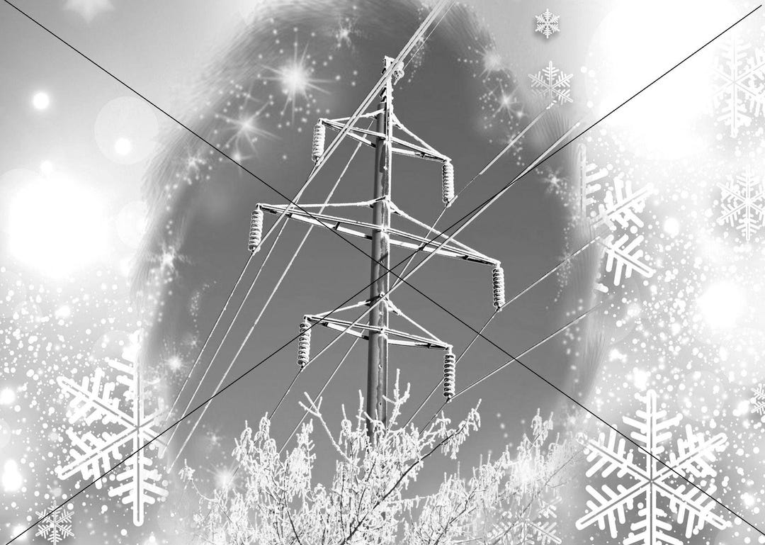 PACK OF 10: "transmission Tower and Snowflakes" Holiday Christmas ...