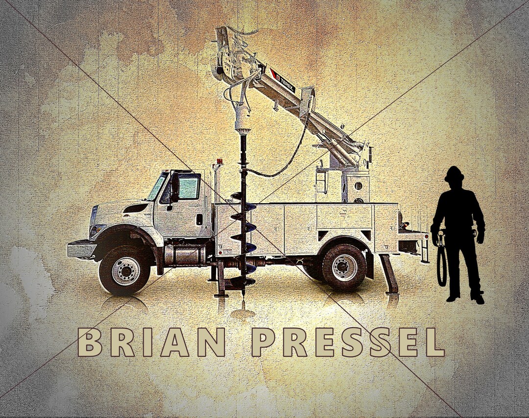Lineman-operator Digger/auger Truck Art Print Poster Personalized With ...