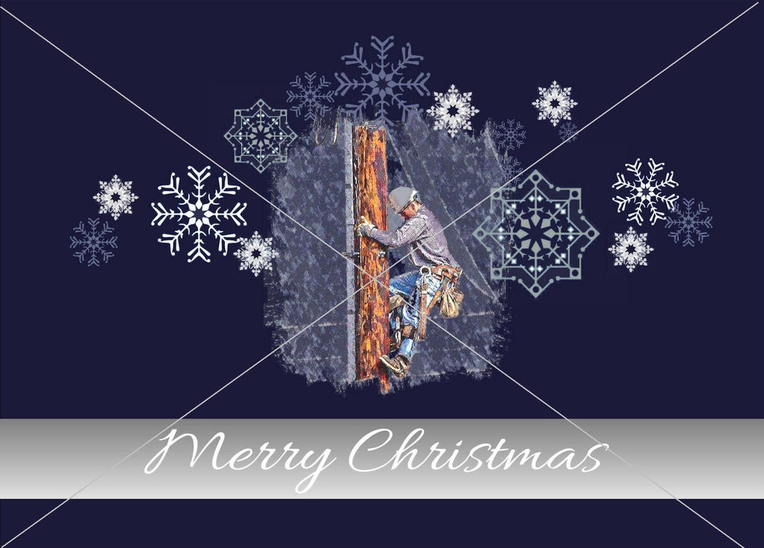 PACK OF TEN- Electric Power Lineman Christmas Cards. Your Choice of ...