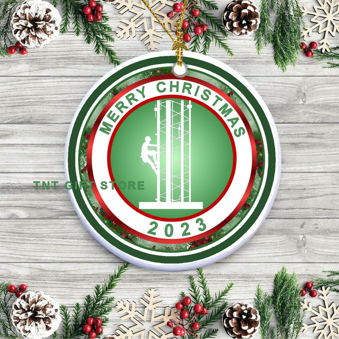 2025 PERSONALIZED Cell Tower Technician Tech Climber Christmas Tree ...