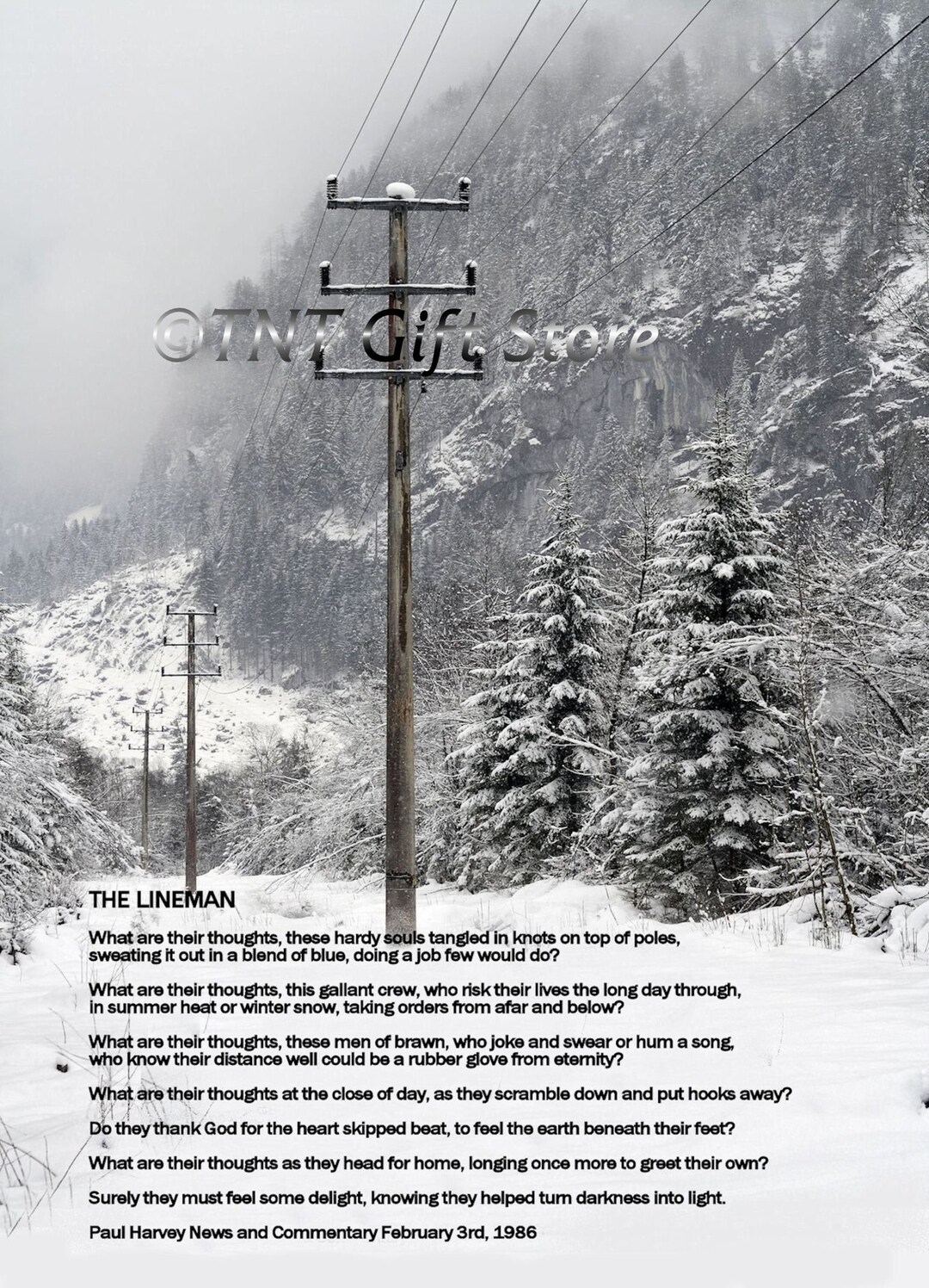 Power Lineman Art Print – Paul Harvey Commentary, Gift for Linemen 3 ...