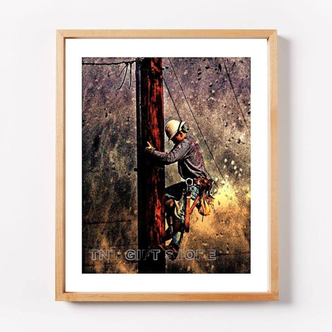 Power Lineman Print - Pole Climber Art - Two Sizes Available - Ready to ...