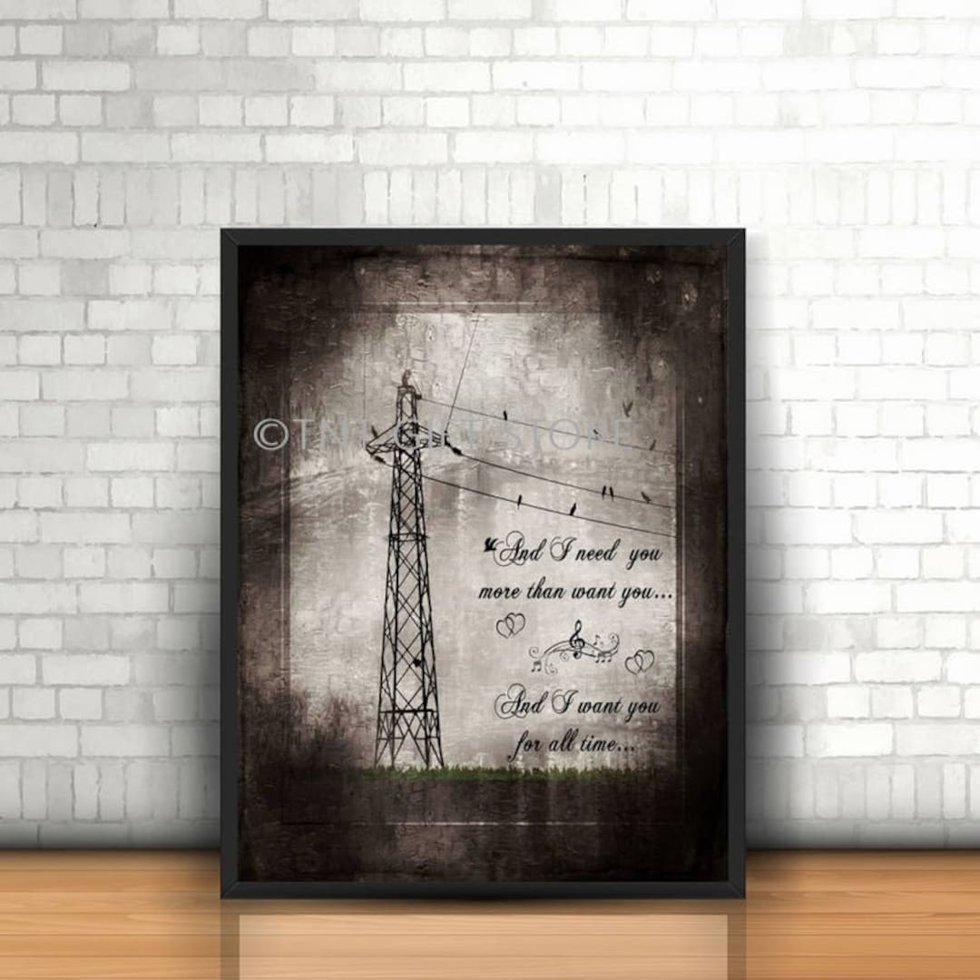 Wichita Lineman Lyrics Power Lineman Art Print Lineman's Lady Art Ready ...