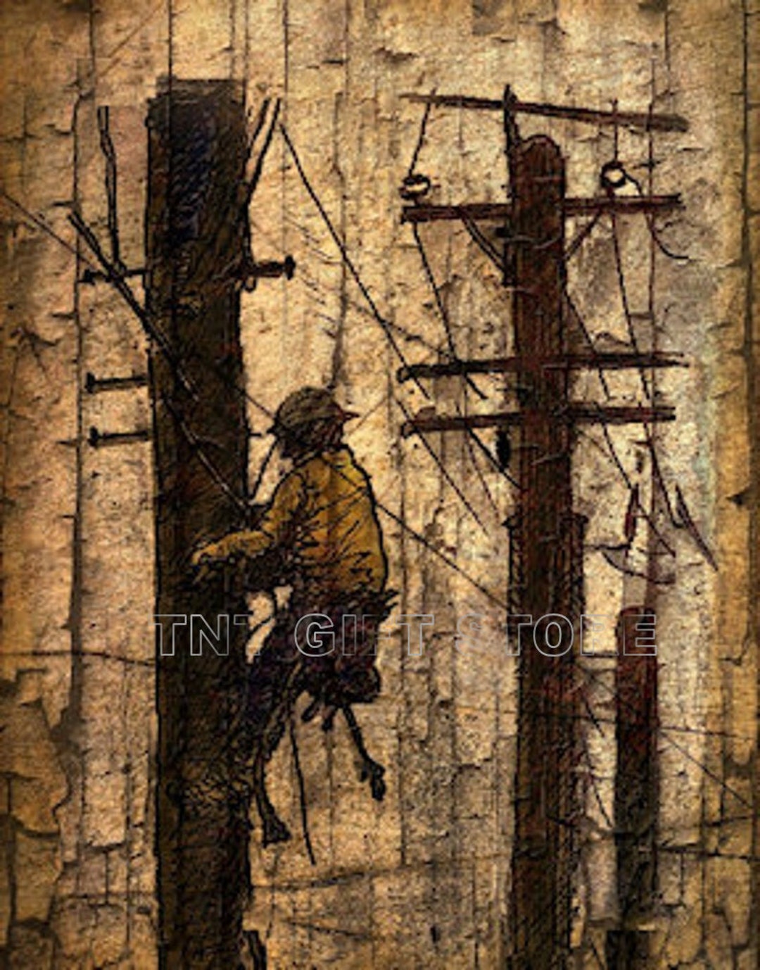 Working the Line POWER LINEMAN Matte Art Print - Various Sizes. Gift for Linemen. Art for the ...