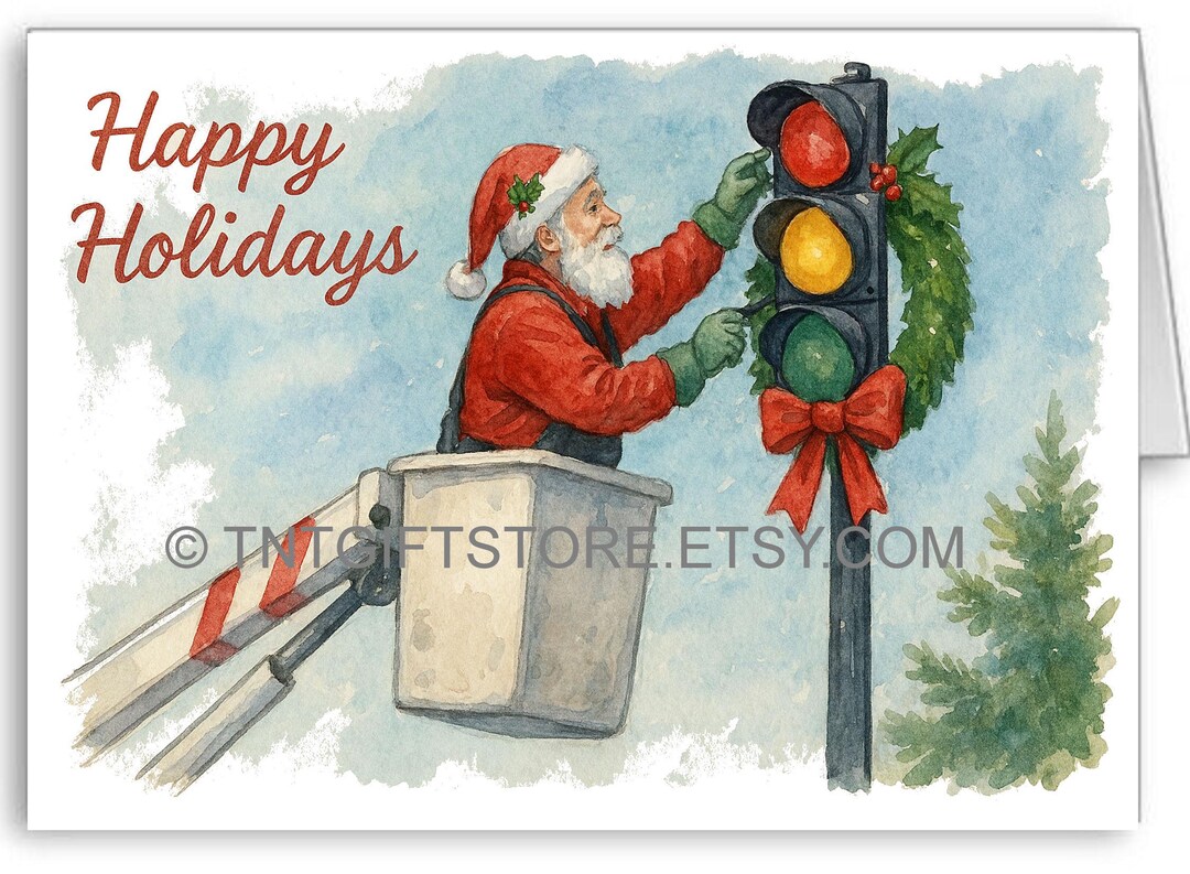 PACK of 10: "festive Traffic Lights" Christmas Greeting Cards. Thank ...