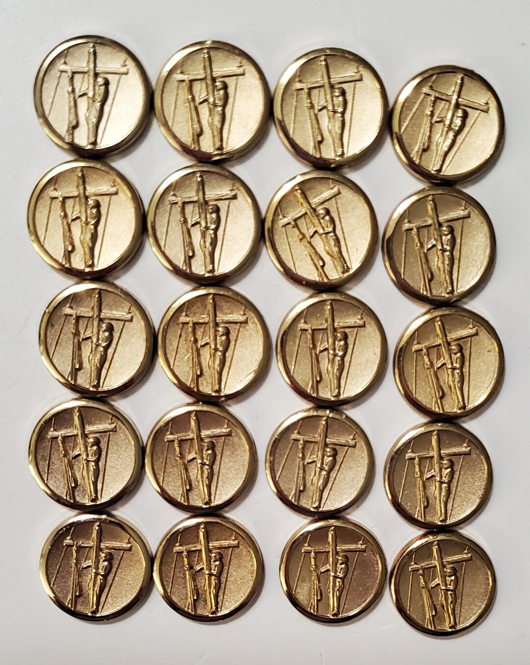 20 Pcs 14K Plated Half Inch Electric Lineman Medallions for Craft ...