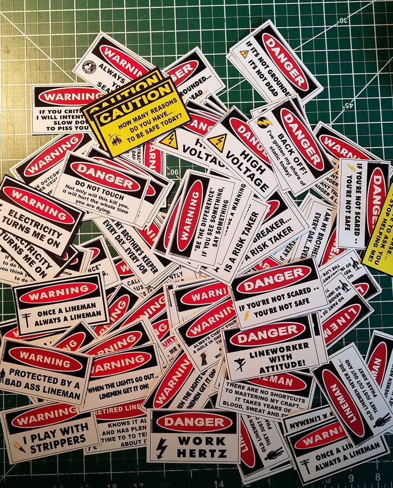 100 Pc Assorted Party Stickers Assortment for Linemen, Electricians ...