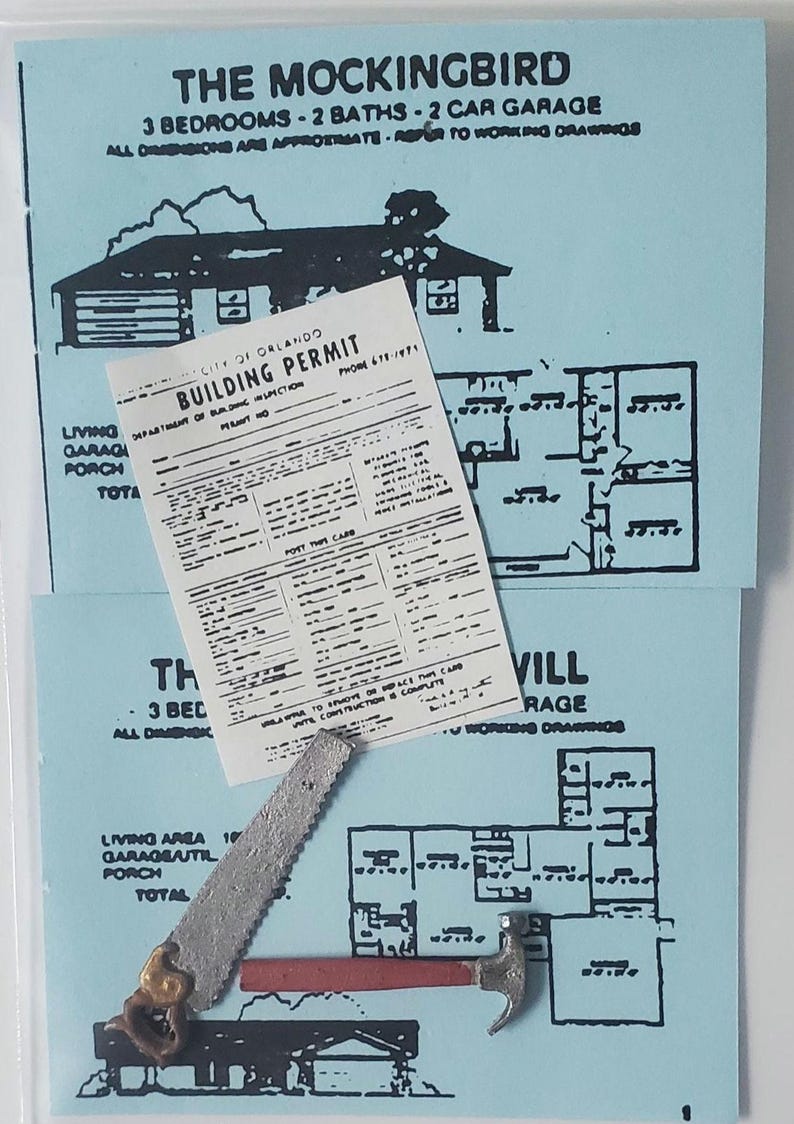Mini Building Permit, Floor Plan, Saw, Hammer for Building Inspector ...