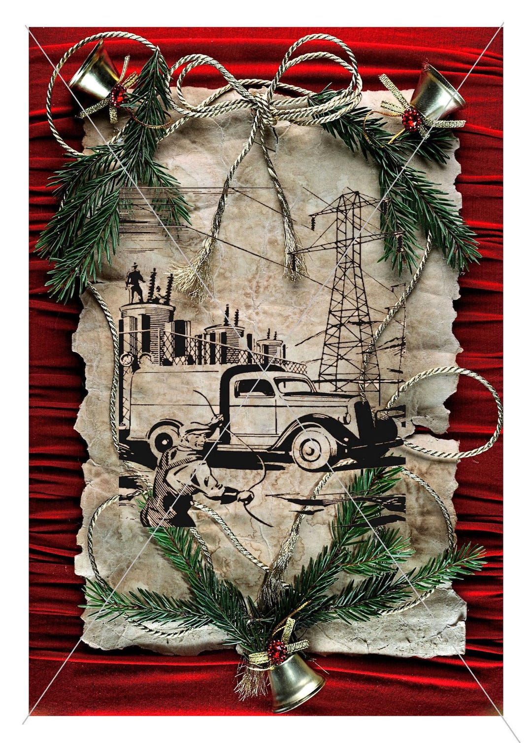 PACK OF 10: "transmission Line Cowboys" Linemen Christmas Greeting ...