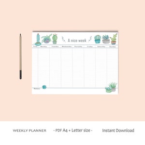 Weekly Planner Printable | Desk Planner | Watercolor Planner | Pdf ...