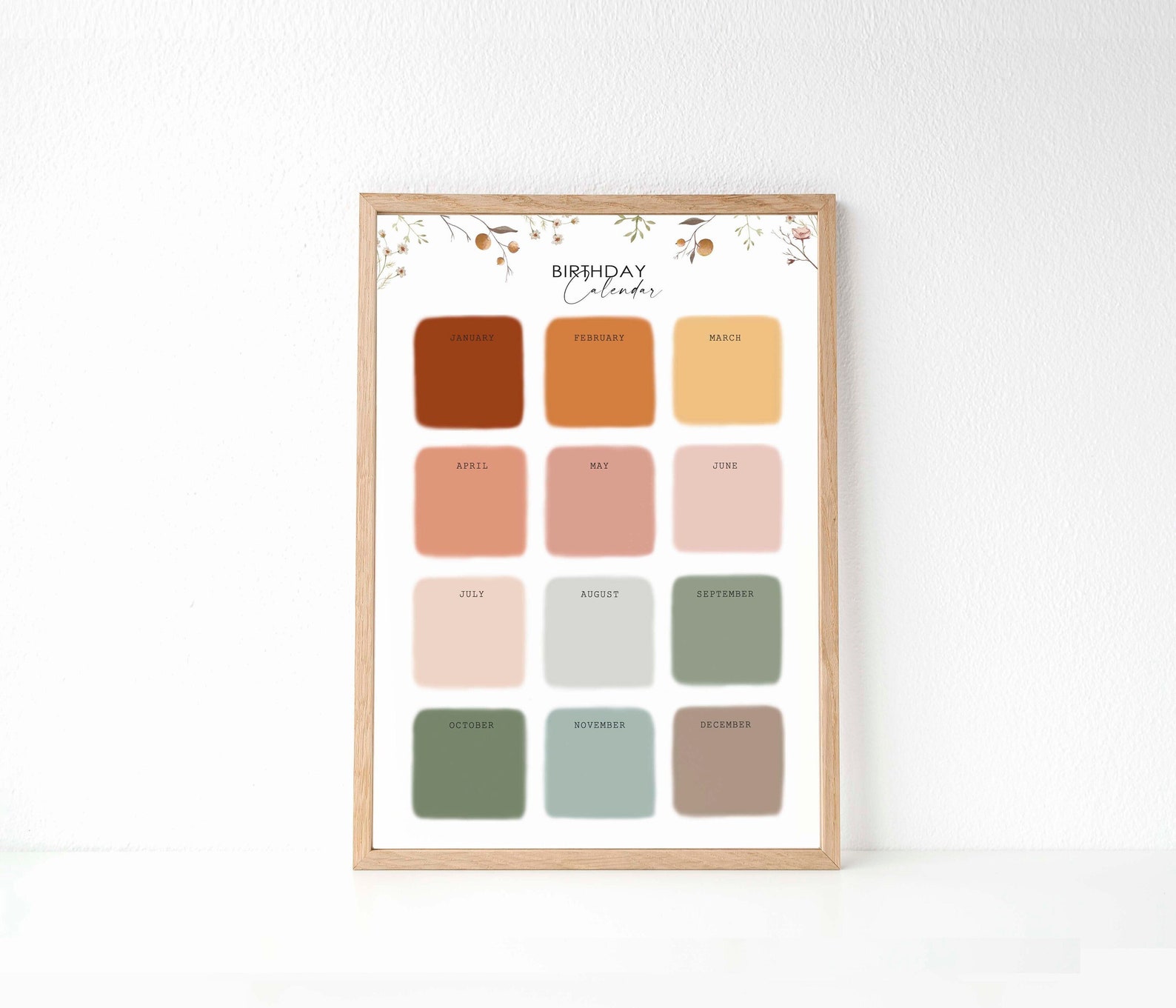 Birthday Calendar, Birthday Calendar Wall Art, Calendar Planner ...