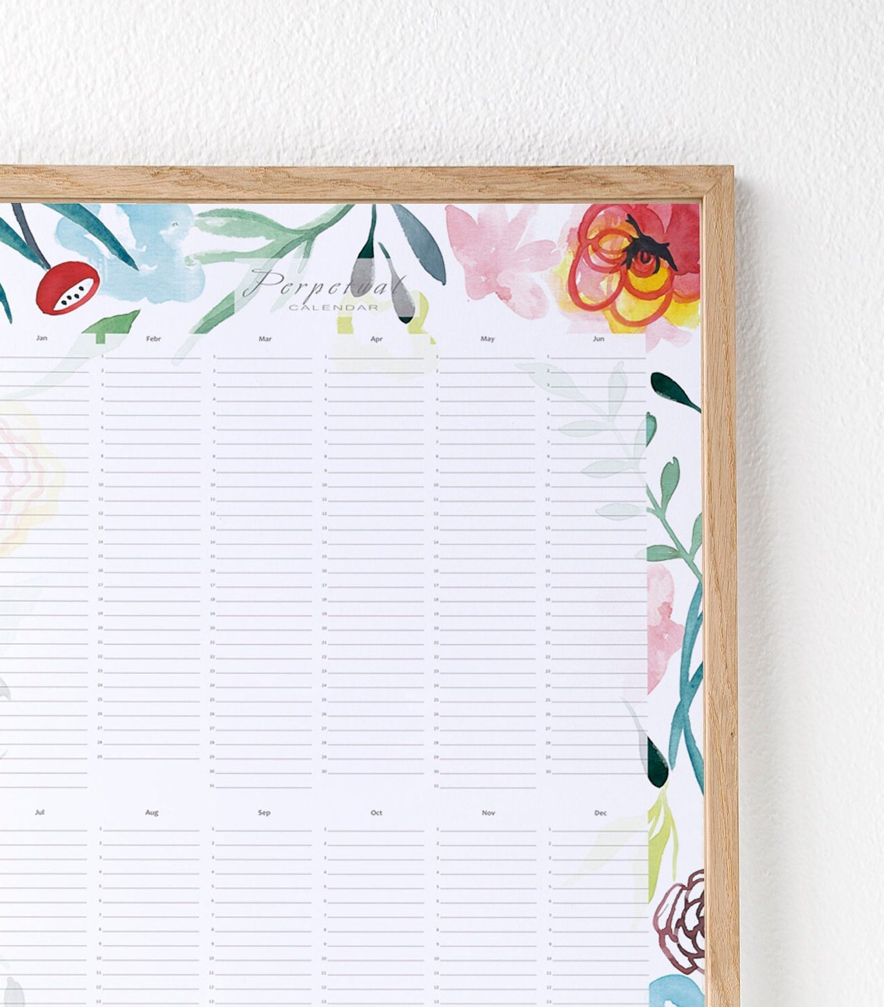 Perpetual Birthday Calendar, Perpetual Wall Calendar, Anniversaries ...