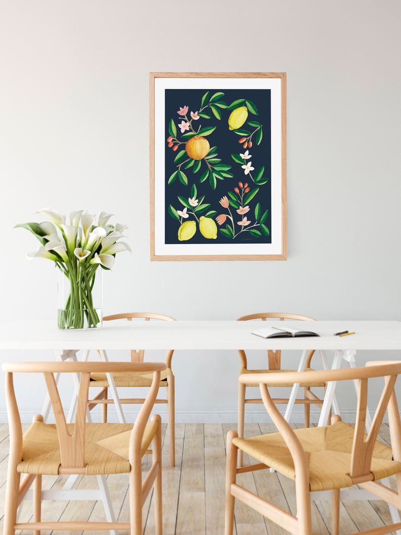 Lemon Illustracion: Lemon print fall rustic decor kitchen | Etsy