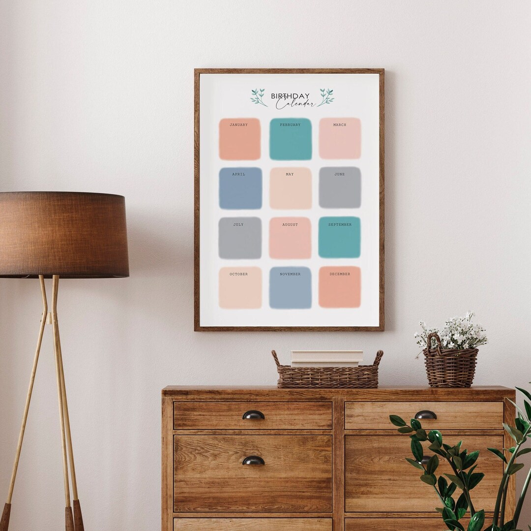 Birthday Calendar, Birthday Calendar Wall Art, Calendar Planner ...