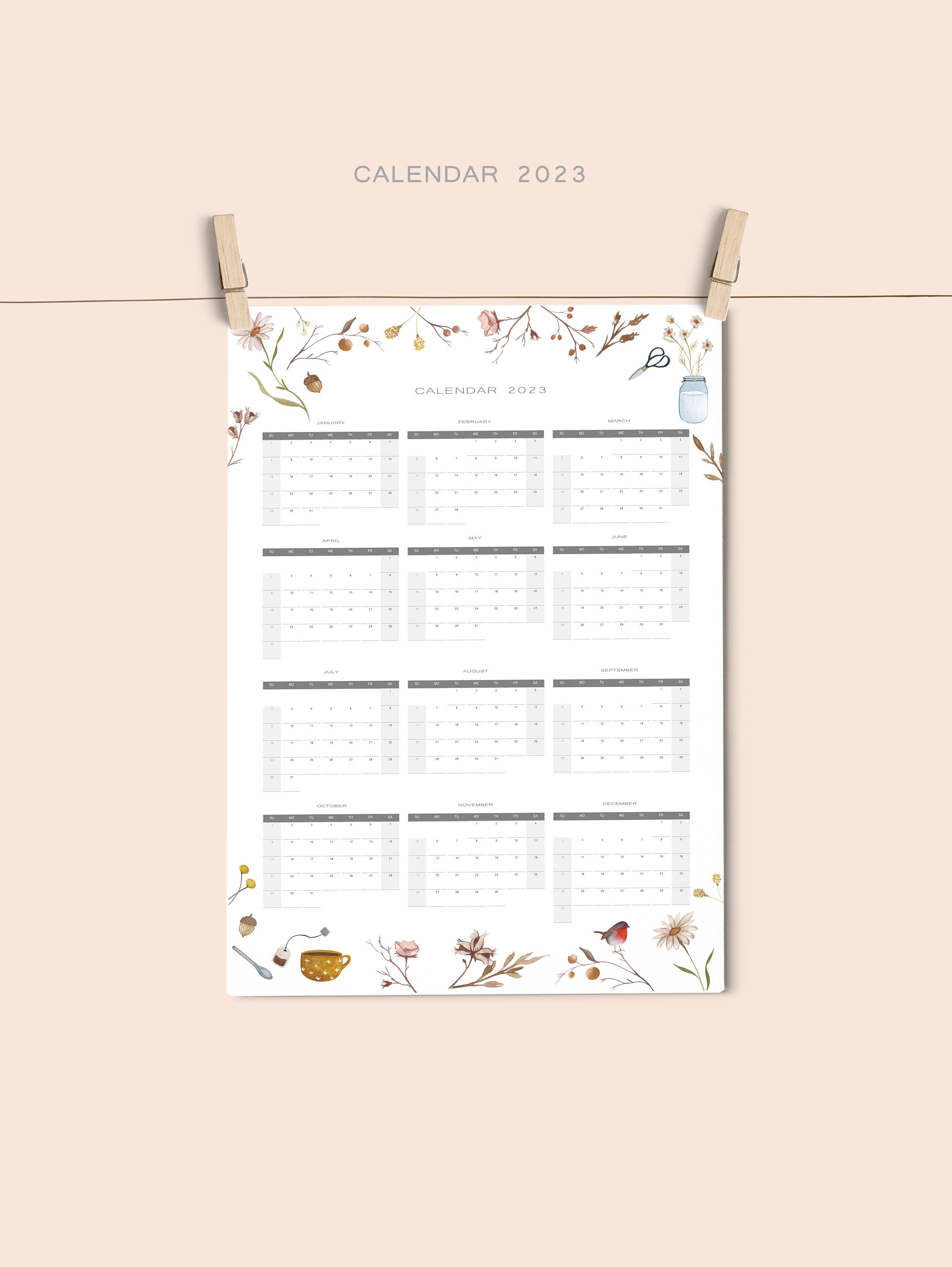 Academic Calendar 2022 2023 Mid Year Wall Calendar - Etsy