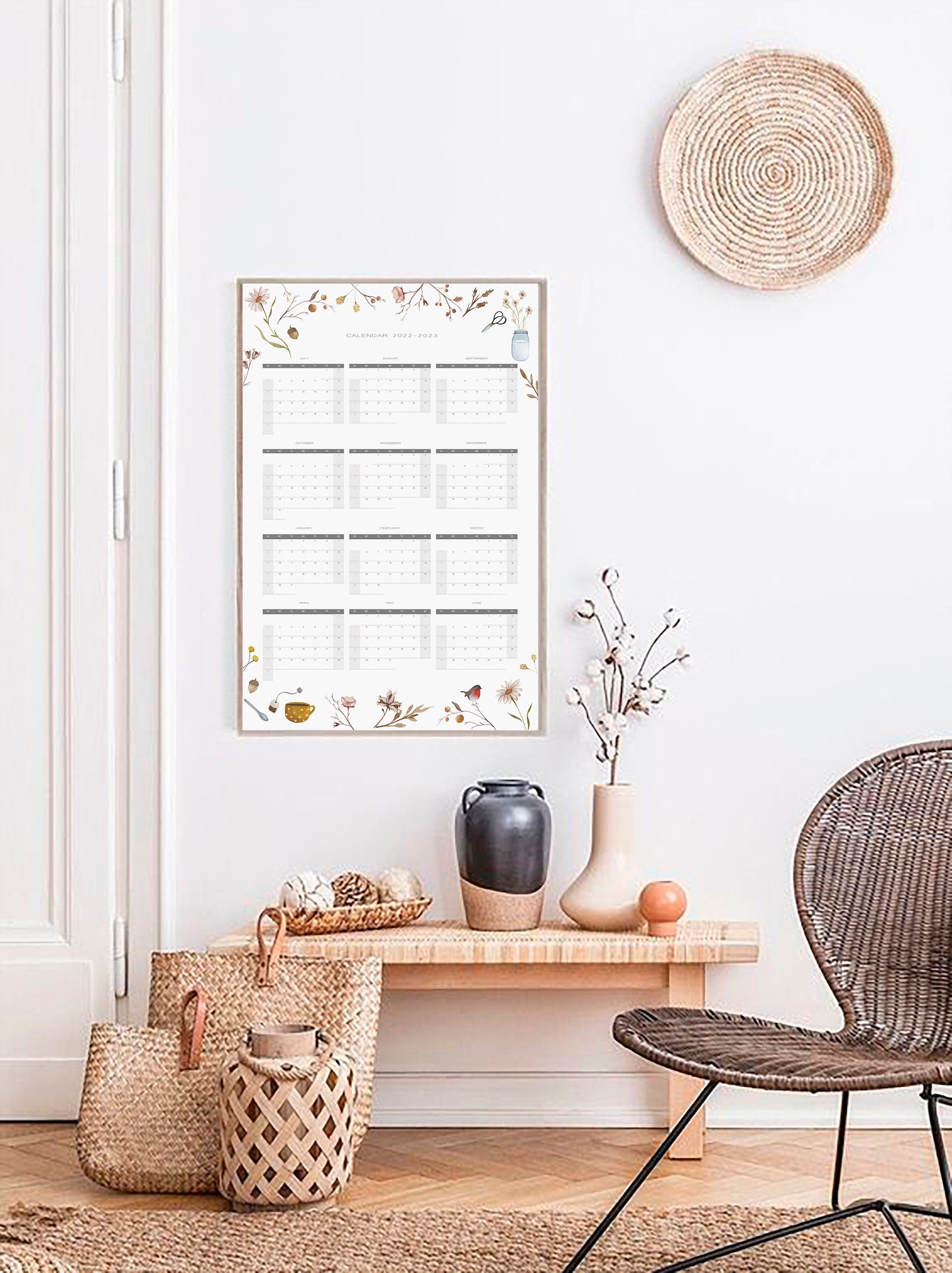 Academic Calendar 2022 2023 Mid Year Wall Calendar - Etsy
