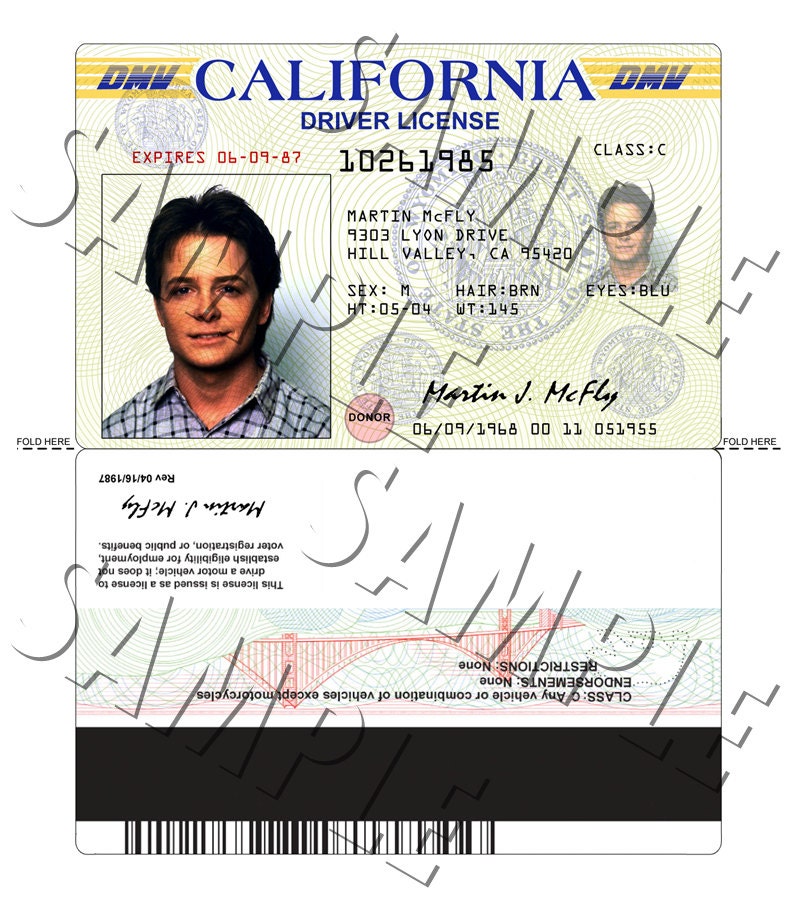 Back to the Future Marty Mcfly Driving License Digital Download - Etsy