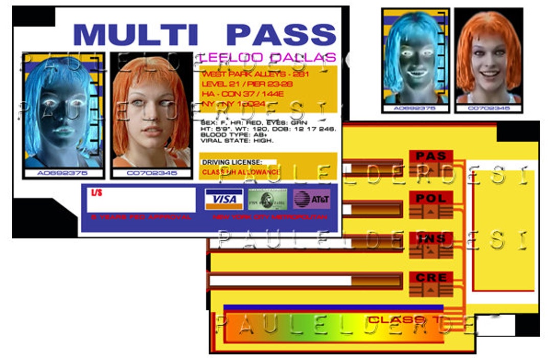 Leeloo Dallas Multipass Graphics for Prop Replica Digital Download - Etsy