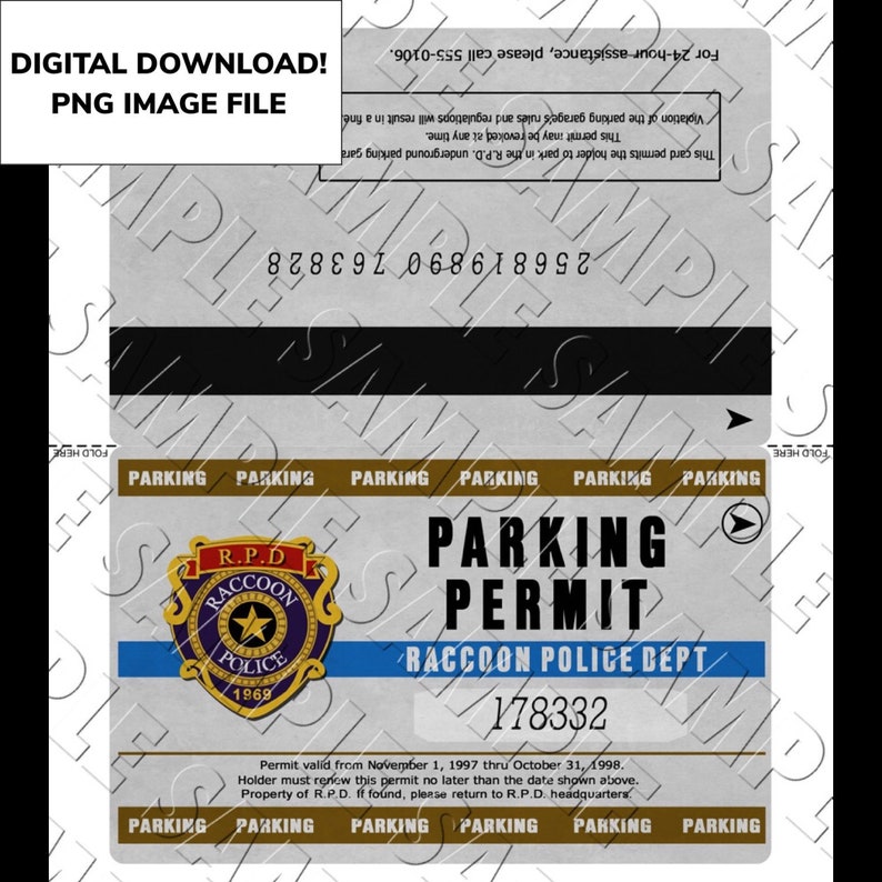 Resident Evil 2, RPD Parking Permit, Replica Prop, Digital Download - Etsy