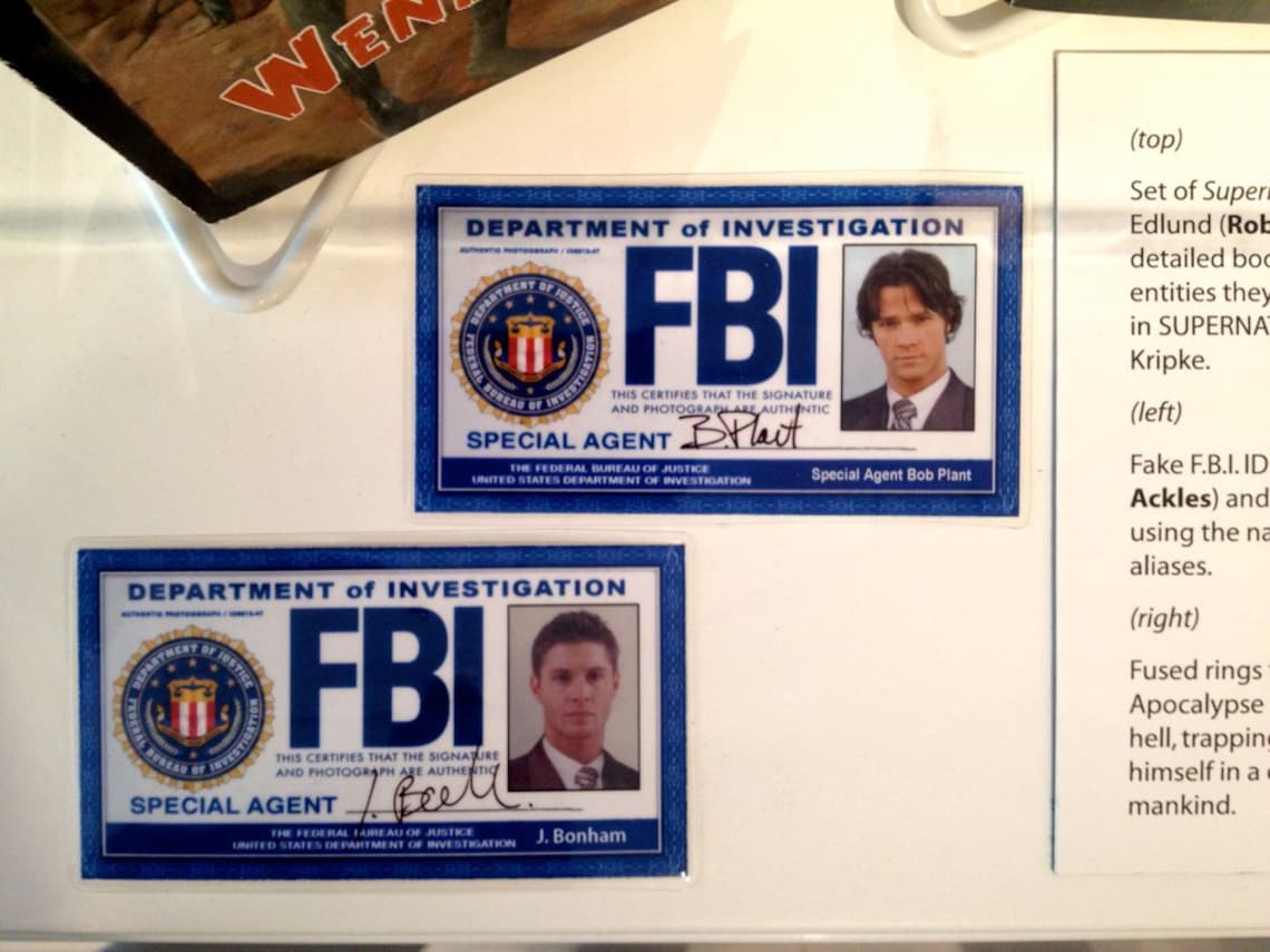 Supernatural FBI ID Cards Dean and Sam Digital Download - Etsy