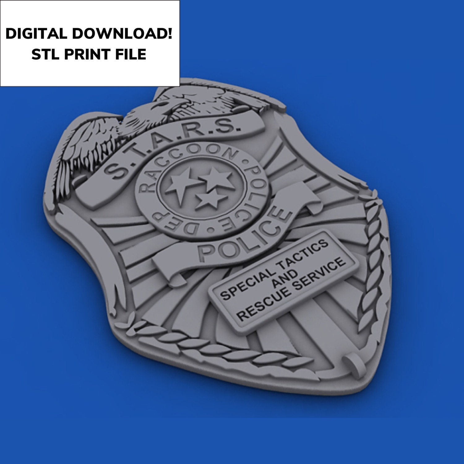 STARS Police Badge. Classic Resident Evil, STL File for 3D Printing ...