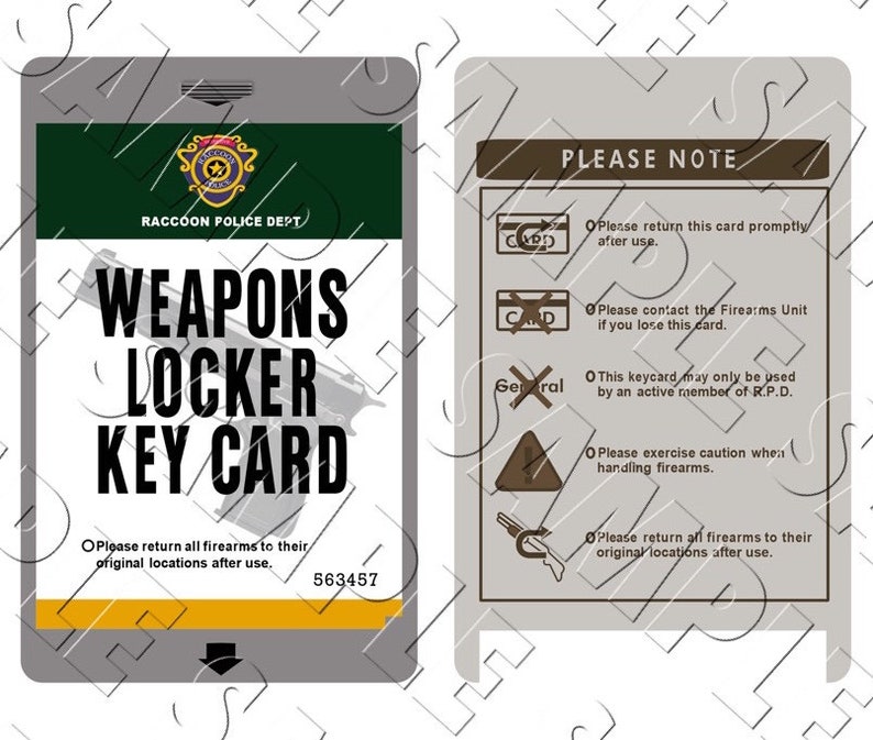 Resident Evil 2 Weapons Key Card Replica Cosplay Prop | Etsy